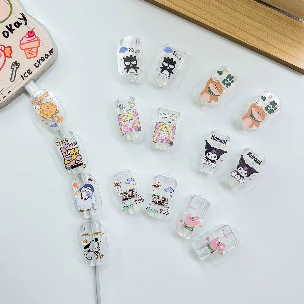ส่งจากไทยcable biteสาย USB ป้องกันสายไฟ เคสป้องกัน โปร่งใส การ์ตูน TPU นิ่ม สําหรับ ...