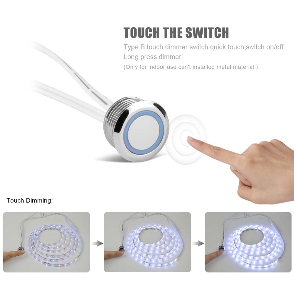 Closet Touch Switch Dimmable LED Strip AC 220V To DC 12 v led light ...