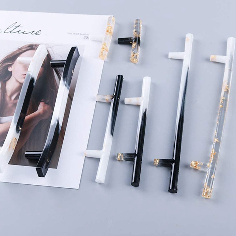 4 Set Tray Handle Resin Mold, Silicone Epoxy Casting Mold for DIY Cabinet Door Handles, Drawer ...