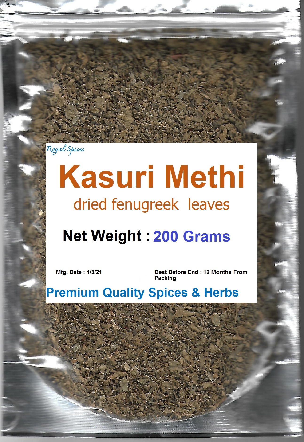 Kasoori Methi Fenugreek leaves 200 Grams - RoyalSpiceHerb2/4 - ThaiPick