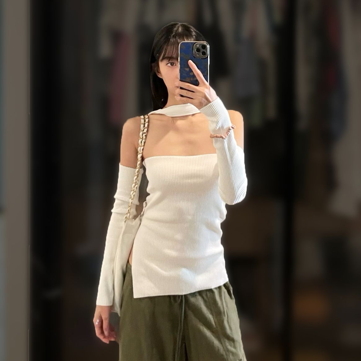 Hey rosie the label - Ronnie Top shoulder off ฟ้าชมพู ขาว พร้อมส่ง ...