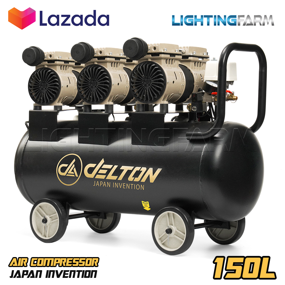 DELTON ปั๊มลม Oil Free ปั๊มลมออยล์ฟรี 150 ลิตร 2,550W รุ่น DTN-150L ปั้มลม 3 มอเตอร์ Triple ...