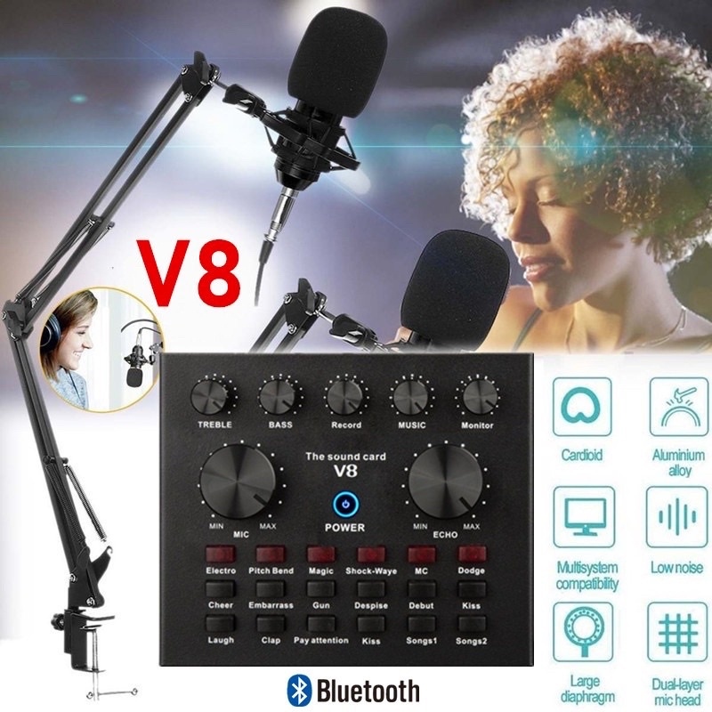 พร้อมจัดส่ง!!⚡️ซาว์นการ์ดแปลงสัญญาณเสียง V8 V8S Live Stream audio ...