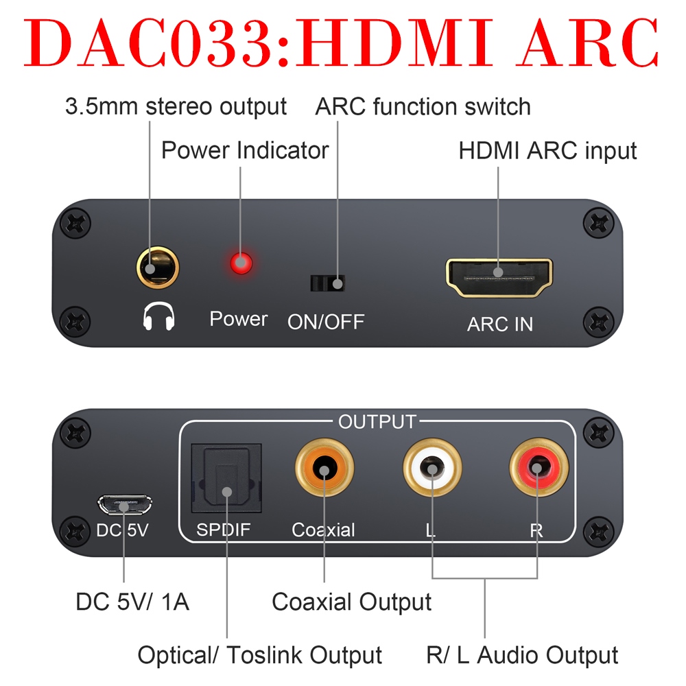 【Ready】 Prozor Converter Hdmi-compatible Audio Adapter Dac Arc L/r ...