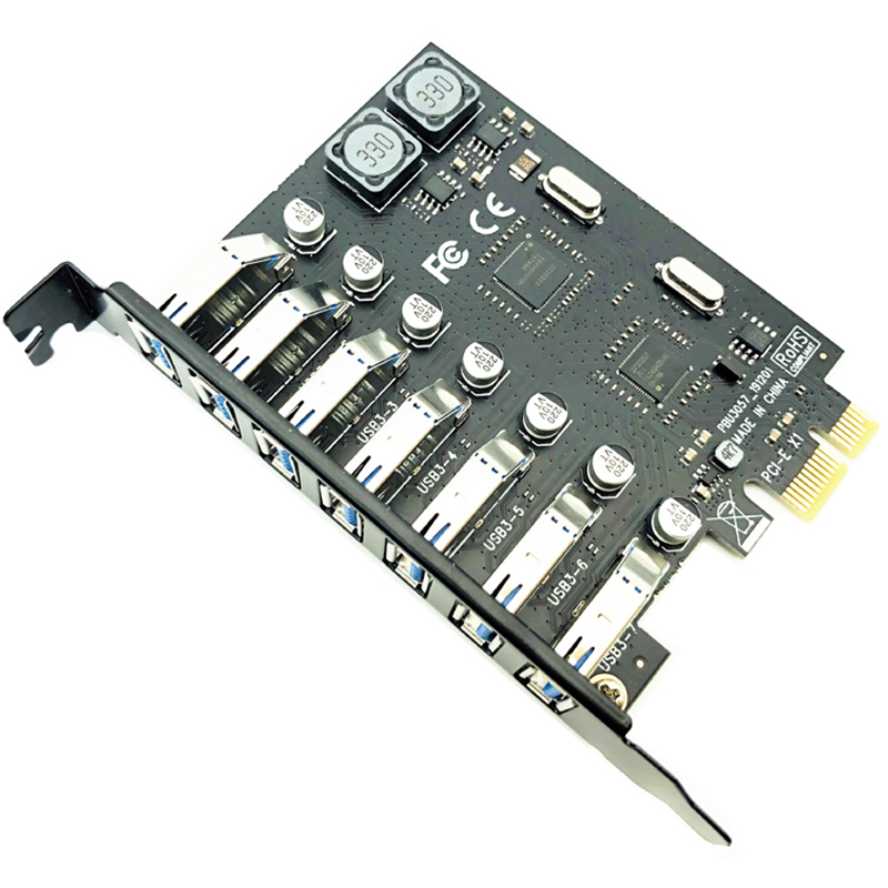 USB 3.0 PCI-E Expansion Card Adapter 7 Ports Hub Adapter External ...