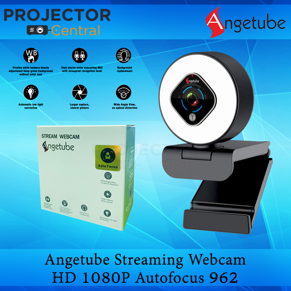 Angetube #962A Streaming Webcam 1080P with Ring Light - HD Web Camera ...