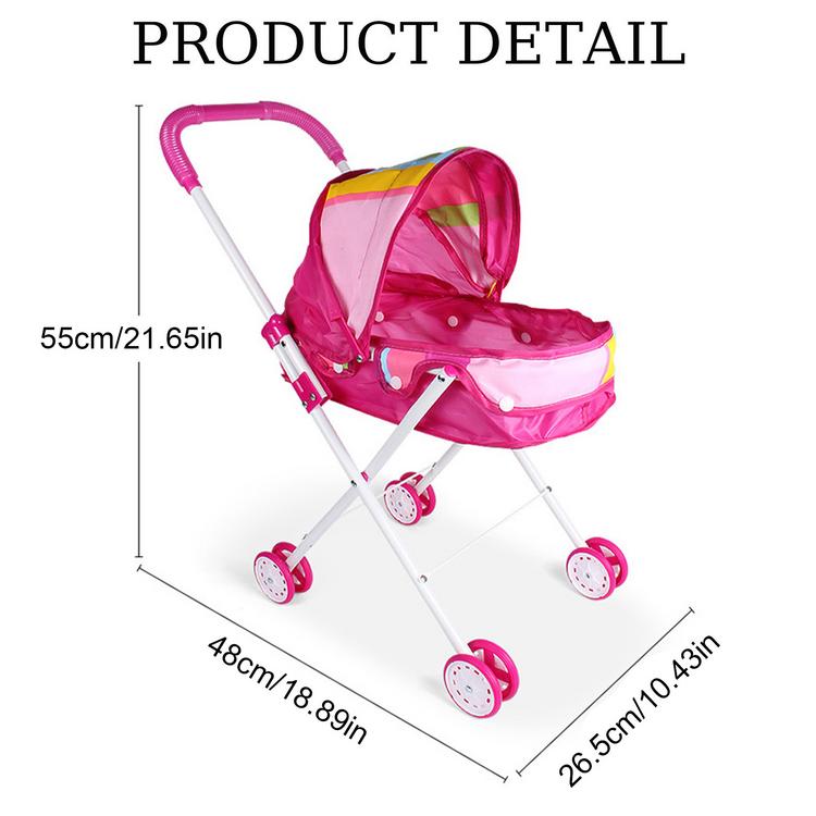 Stroller Toys for Toddlers Foldable Doll Pram with Dual Wheels Kids ...