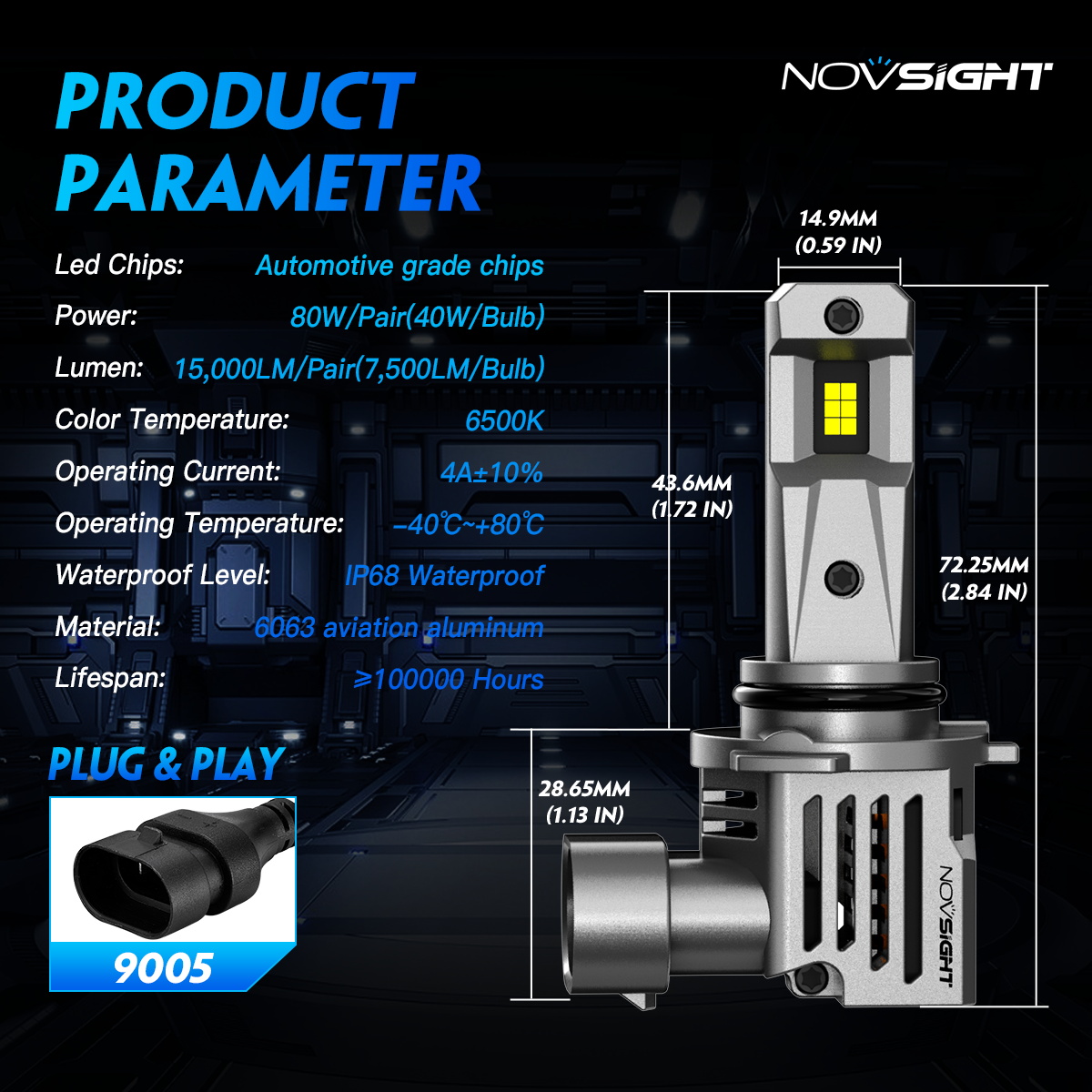 Novsight ใหม่ล่าสุด N66 9005 9006 H4 H11 H7 ไฟหน้ารถ LED ไฟตัดหมอก 80W 15000LM 6500K Super ...