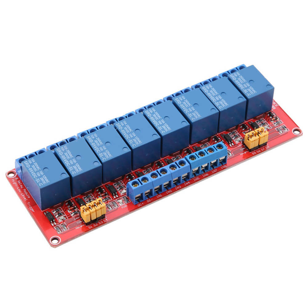 8 Channel Optocoupler Relay Module Board High & Low Trigger 5V / 12V ...