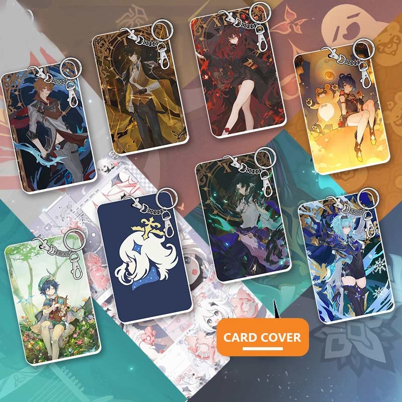 Genshin Impact Vision Cute Card Holder Girl Anime Lanyard Student Meal ...