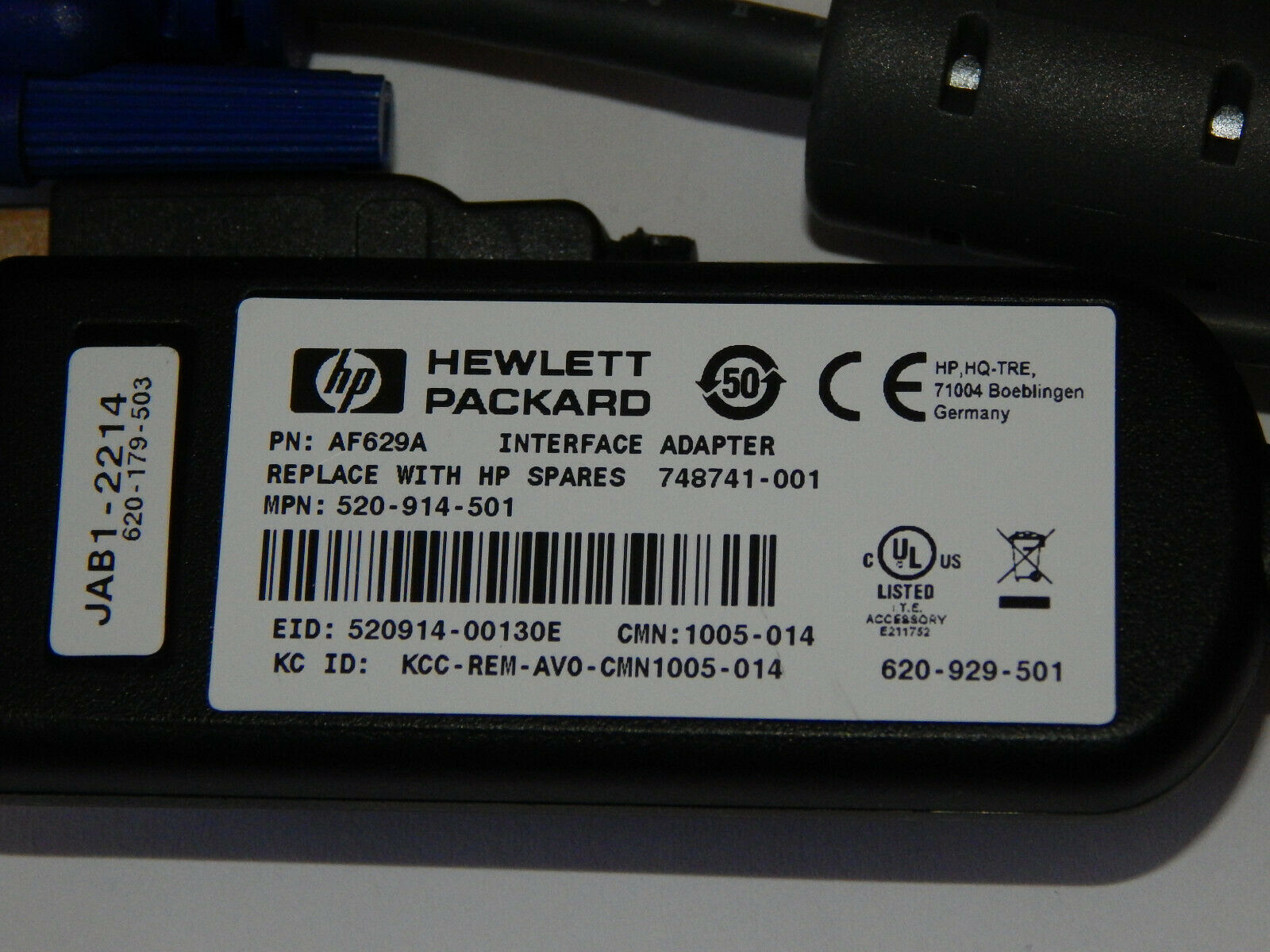 HP AF629A - KVM VGA USB VM CAC Interface Adapter 748741-001 520-914-501 ...