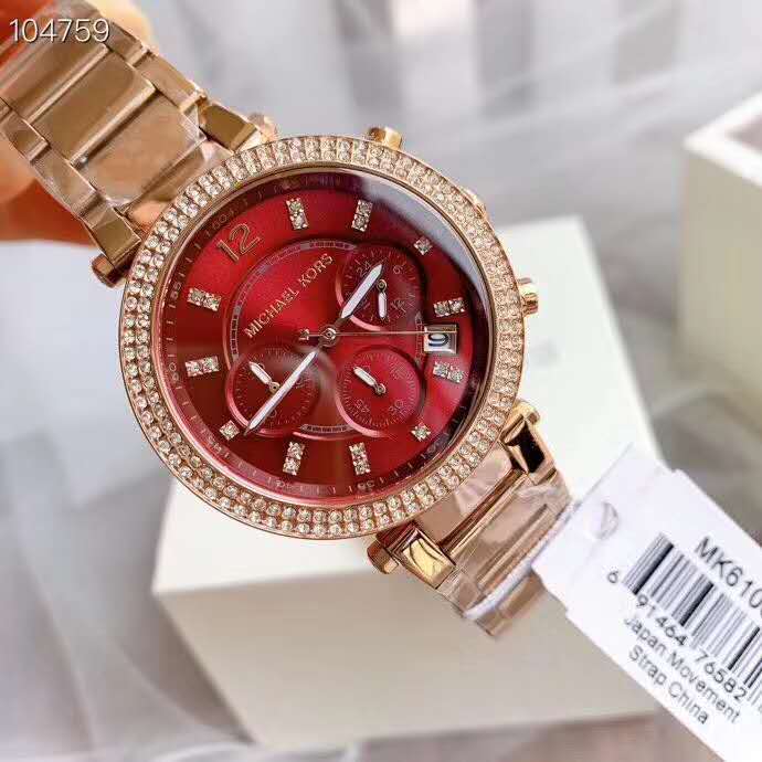 นาฬิกาข้อมือผู้หญิง Michael Kors Parker Chronograph Rose Dial MK6106 ...