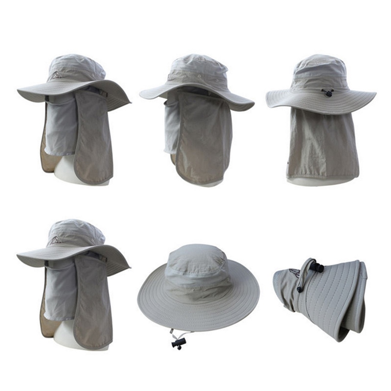 Outdoor Men Women Large Round Brim Sun Block Quick Drying Fishing Hats ...