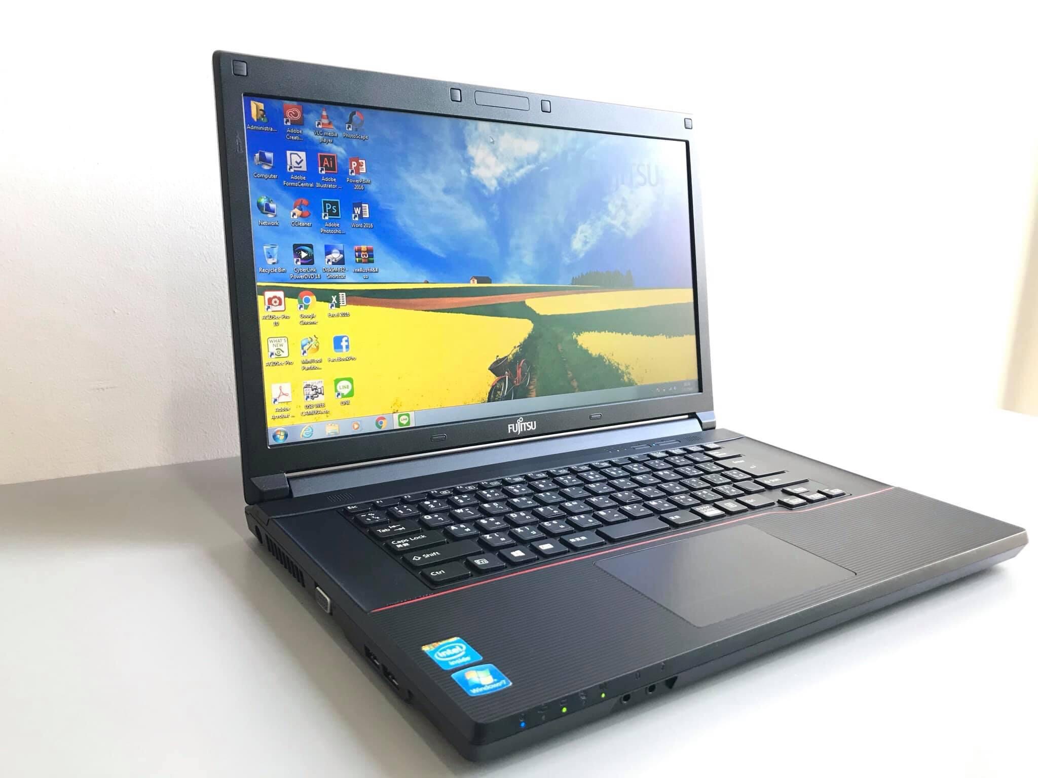โน๊ตบุ๊ต มือสองสภาพดี โน๊ตบุ๊ค Fujitsu A574 CPu Celeron RAM4GB HDD250Gb ...