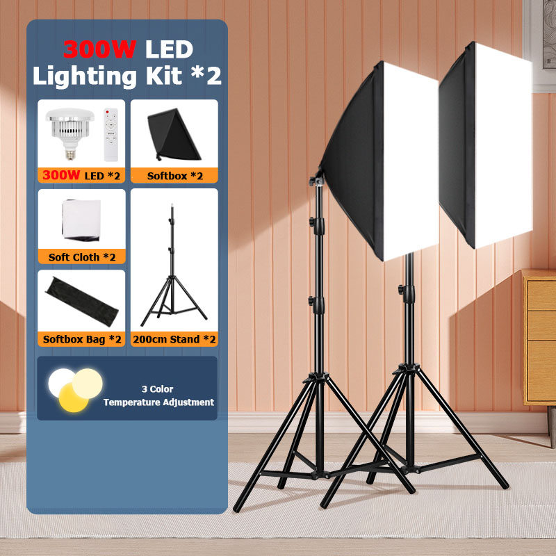 Studio Photography Light kit Softbox Lighting Set with 85W/300W Bi ...