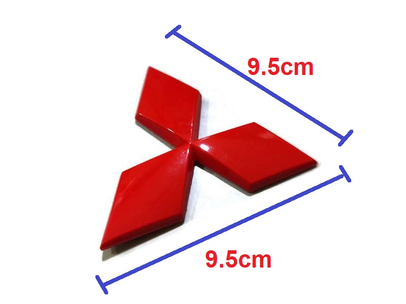 โลโก้ mitsubishi สีแดงขนาด 9.5 cm สำหรับรถ mirage attrage lancer EX ...