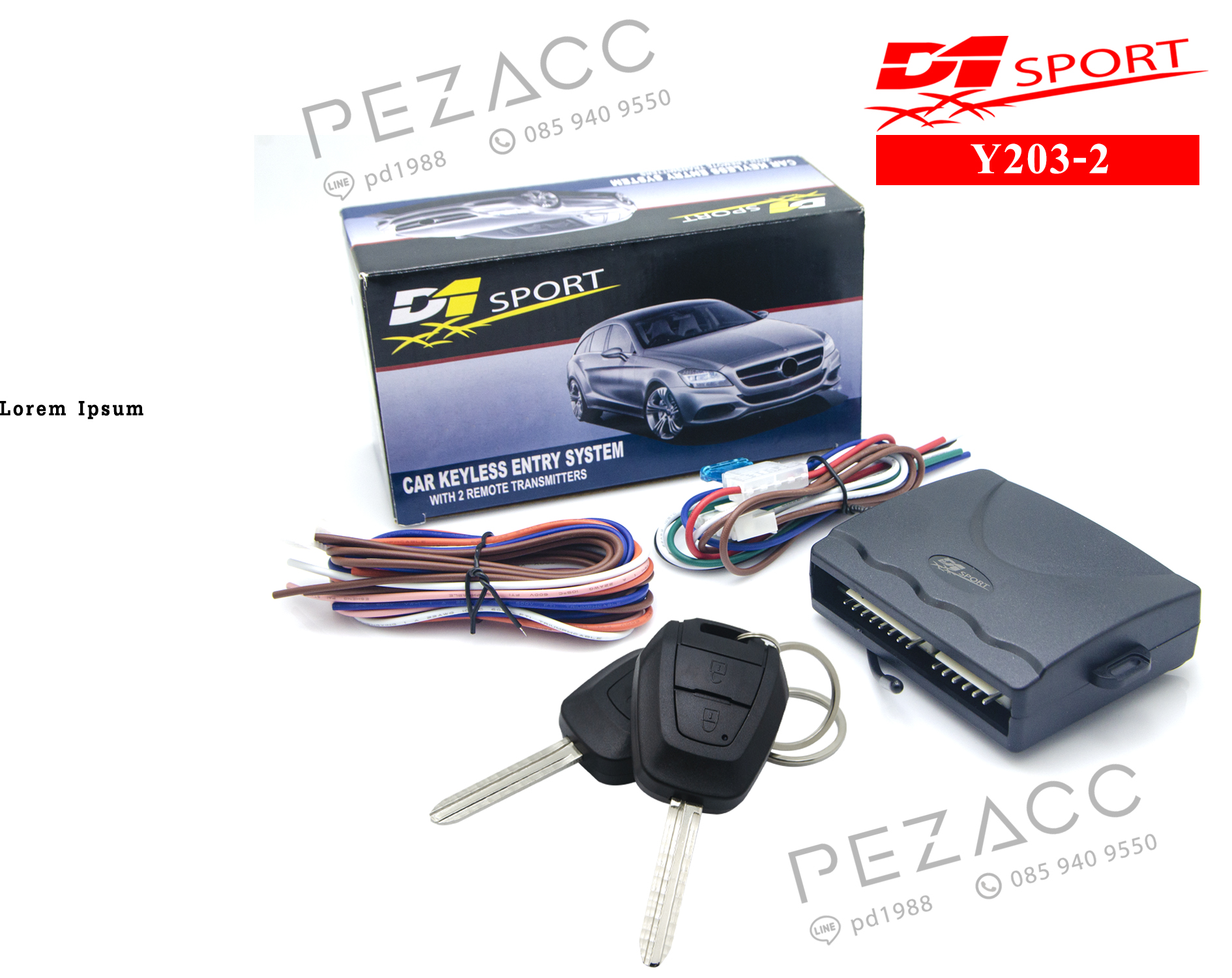 d1 sport รีโมทเปิด-ปิดประตูรถยนต์ (Half set) เเบบตรง ทรงดีเเมก 2 ปุ่ม ...