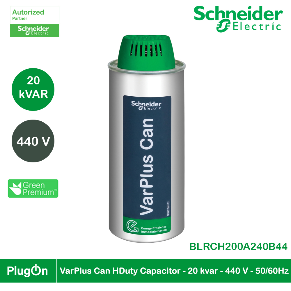 BLRCH200A240B44 - Schneider Electric VarPlus Can HDuty Capacitor - 20/24 kvar - 440 V - 50/60Hz ...