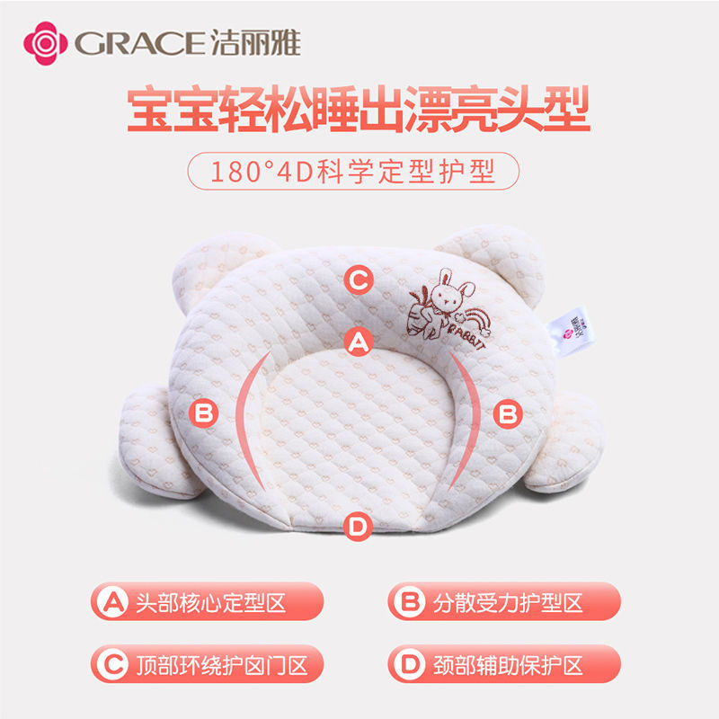 Jie Liya baby latex pillow 01-year-old stereotyped pillow anti-bias ...