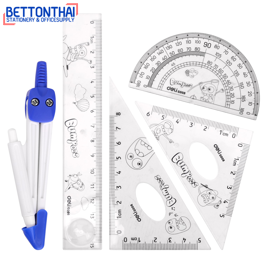Ruler Set Squares Protractor Compass 15cm ชุดไม้บรรทัด แพ็ค 5 ชิ้น ...