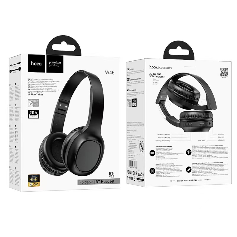 Hoco หูฟังบลูทธไร้สาย W46 BT5.3 Wireless headphones หูฟังครอบหู หูฟัง ...