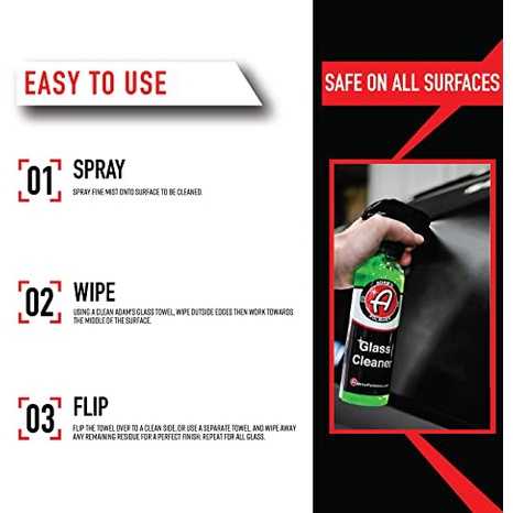 สินค้าขายดี ADAMS GLASS CLEANER (16OZ) - สเปรย์ทำความสะอาดกระจก CAR ...