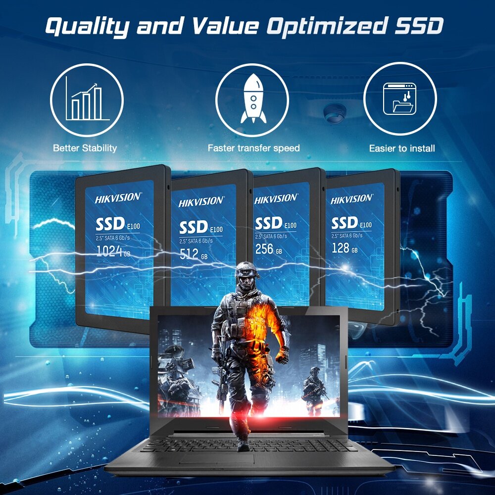 SSD HIKVISION E100 128GB 256GB 512GB 3D TLC SATA III 6 Gbs 550MBs รับ ...