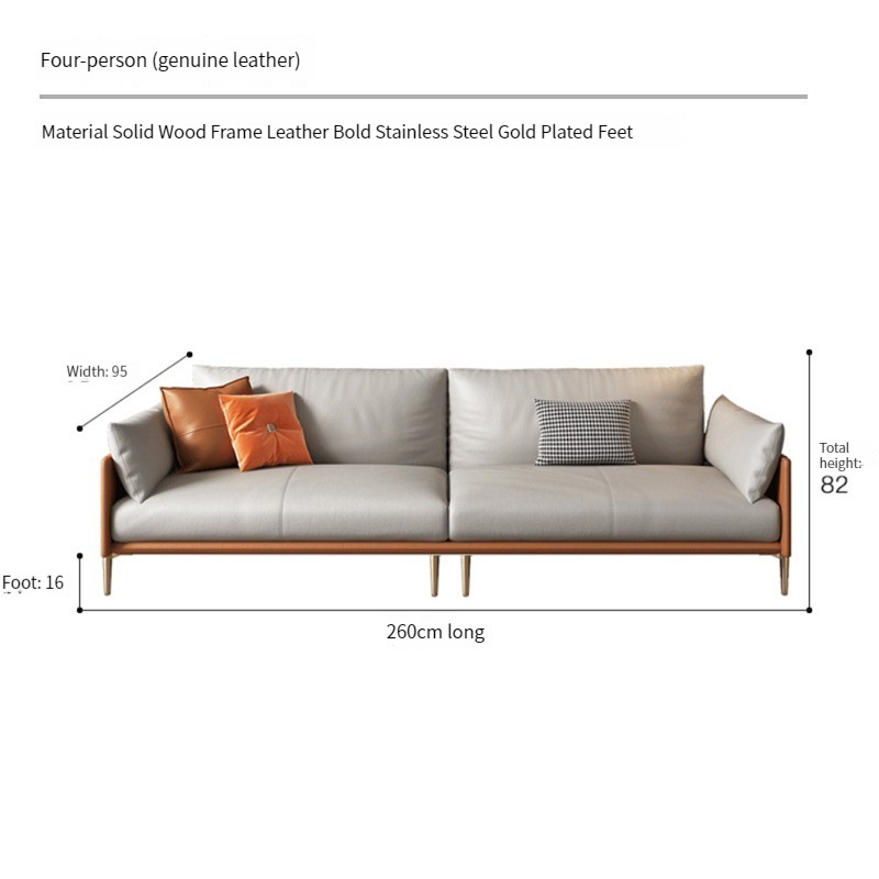 TATA HOME leather sofa Italian modern minimalist living room leather ...