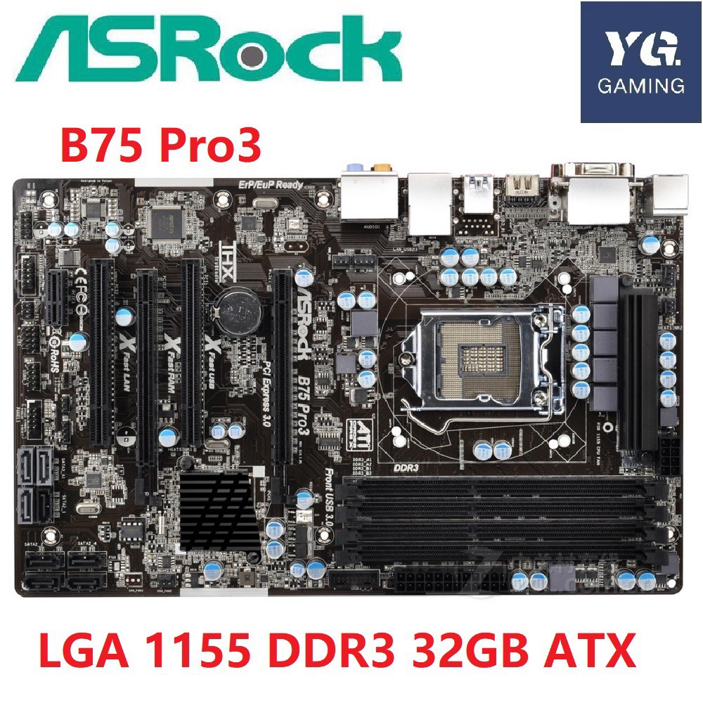 ASROCK B75 Pro3 Desktop Motherboard B75 Socket LGA 1155 DDR3 32GB ATX ...