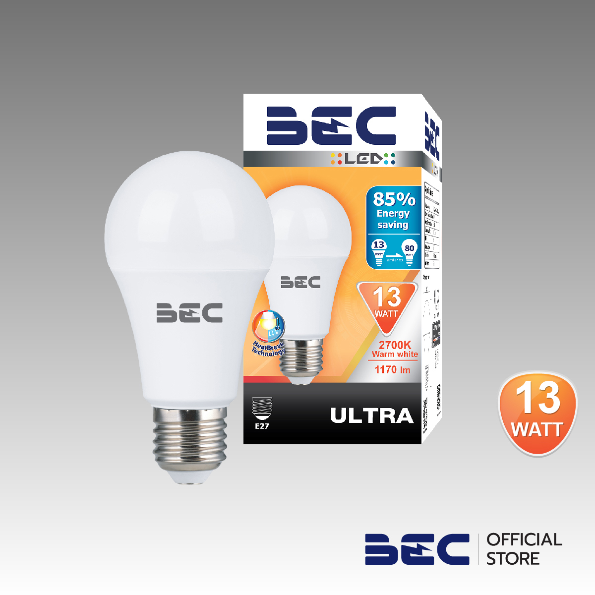 BEC ULTRA 13W หลอดไฟ LED Bulb รับประกัน 1 ปี ขั้ว E27 แสงวอร์มไวท์,เดย์ไลท์ | Lazada.co.th