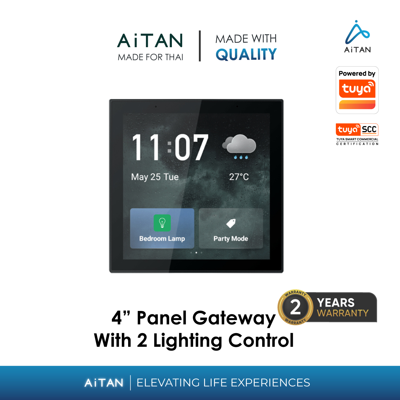 AiTANxTuya 4” Panel Gateway With 2 Lighting Control | Lazada.co.th