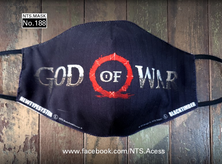 No.188 GOD OF WAR ผ้าปิดปาก หน้ากากผ้า NTS.MASK มีช่องใส่ฟิลเตอร์ 3ชั้น มีไซส์ มาตราฐาน 8" กับ ...