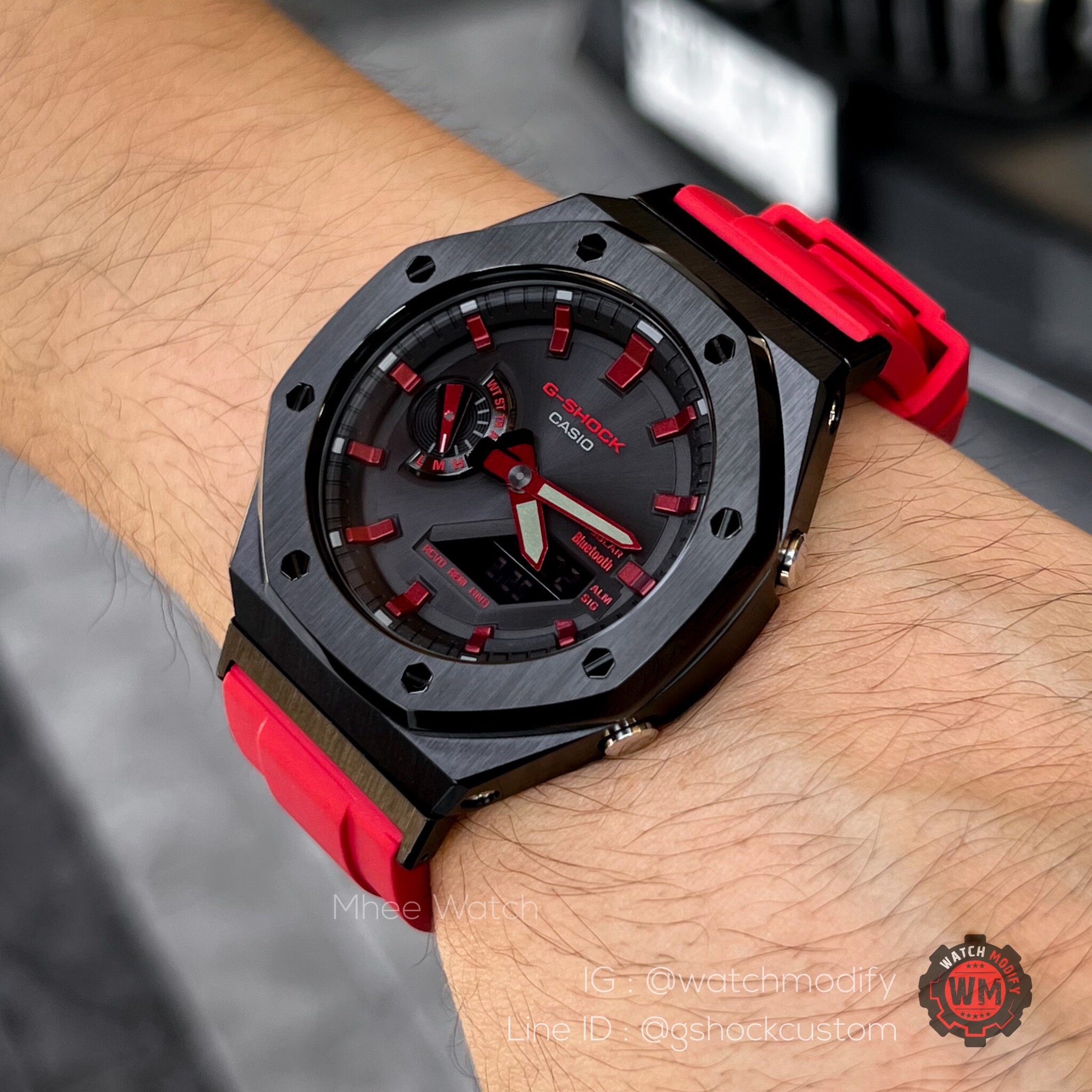 G-Shock Casioak Bluetooth Falcon Black and Dark Red with Solar Powered ...