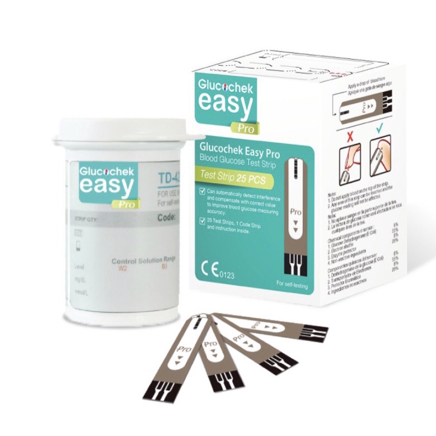 (Exp.09/2023) Glucocheck easy pro แผ่นตรวจน้ำตาล แถบตรวจน้ำตาล 1 กล่อง ...