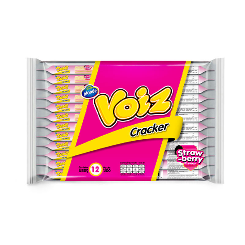 Voiz Crackers วอยซ์ แครกเกอร์สอดไส้ครีม รสสตรอว์เบอร์รี 28 กรัม x 12 ซอง | Lazada.co.th