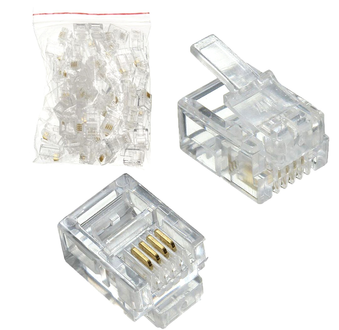 หัวโทรศัพท์ 6P4C (RJ11 แบบ4เขี้ยว) Modular jack for TEL RJ11-10pcs ...