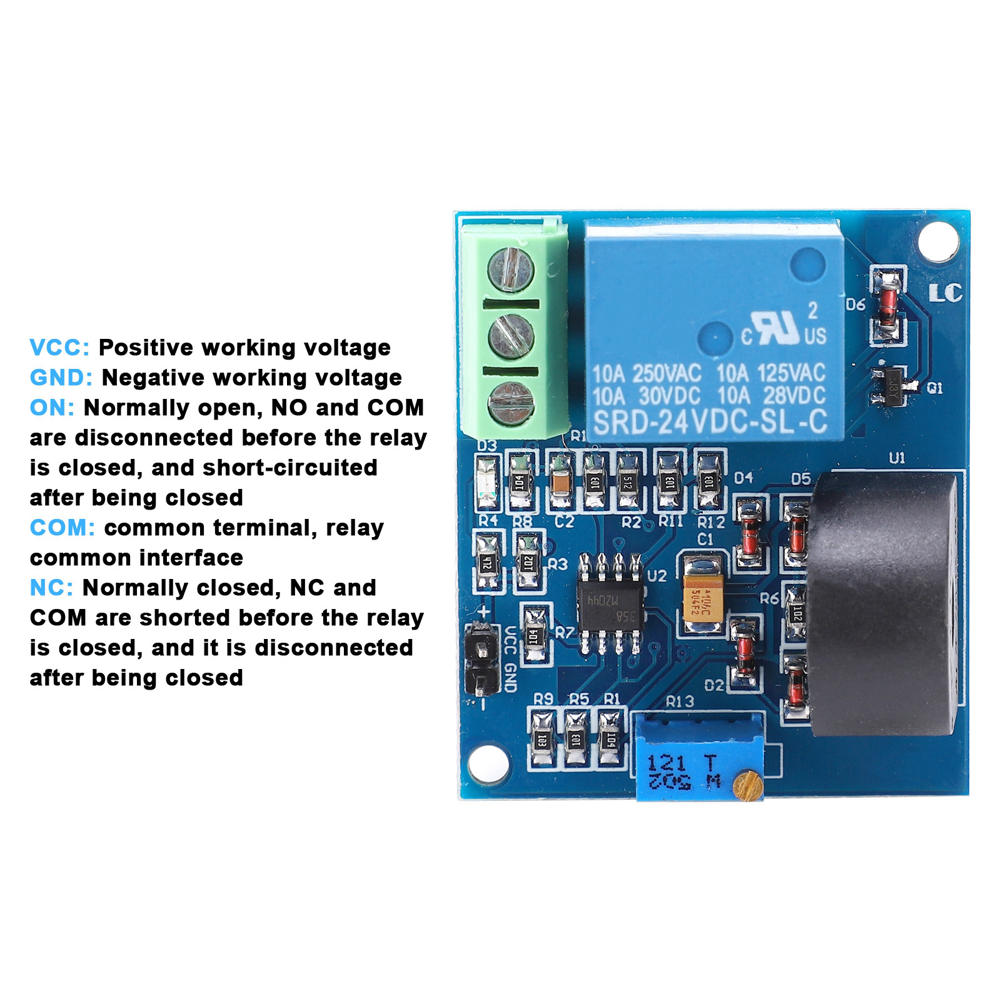 Overcurrent Protection Sensor Module AC Current Detection 24V Relay 5A ...