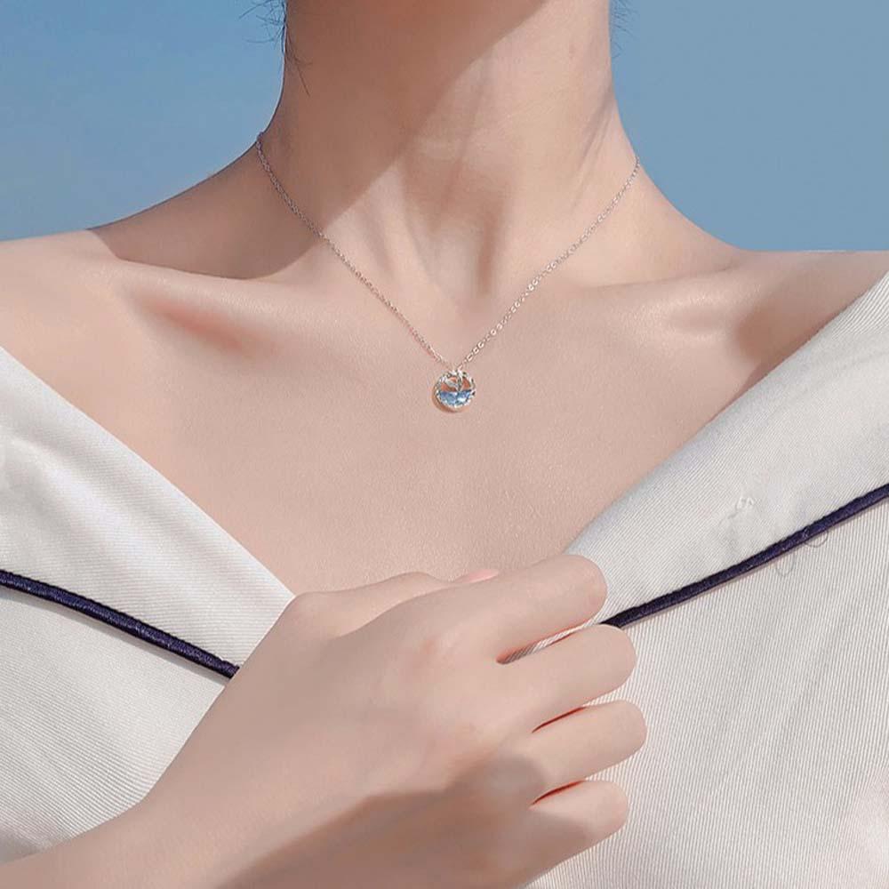 S925 Sterling Silver Pendant Necklace Korean Sexy Clavicle Chain Girl ...