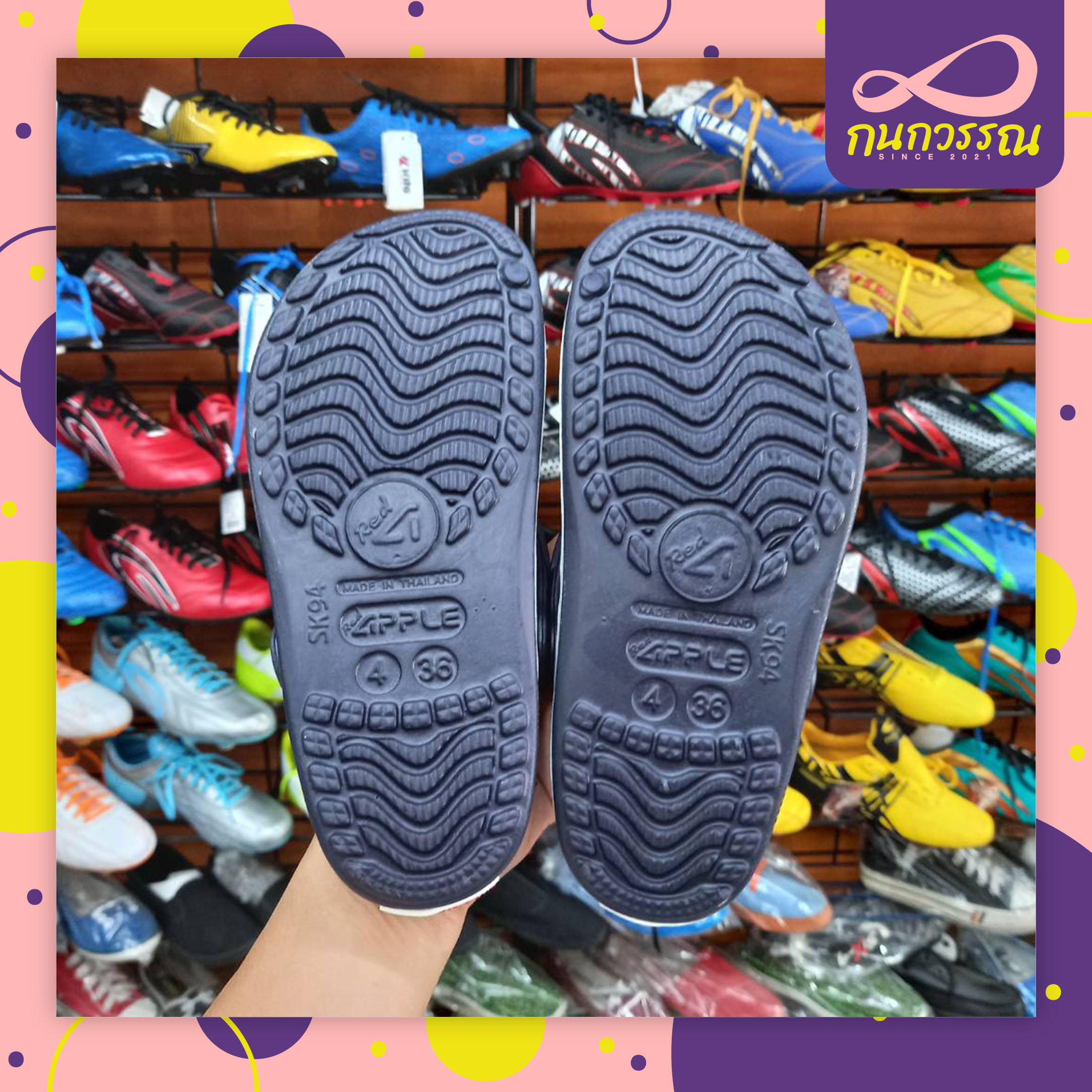 รองเท้าแตะ รองเท้าแตะแบบสวม รองเท้าปิดหัวเปิดส้น รองเท้าหัวโต APPLE ...