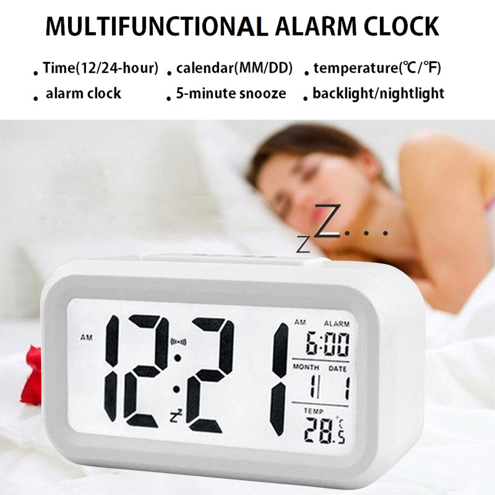Smart Digital Alarm Clock with Date and Temperature Snooze Button on ...