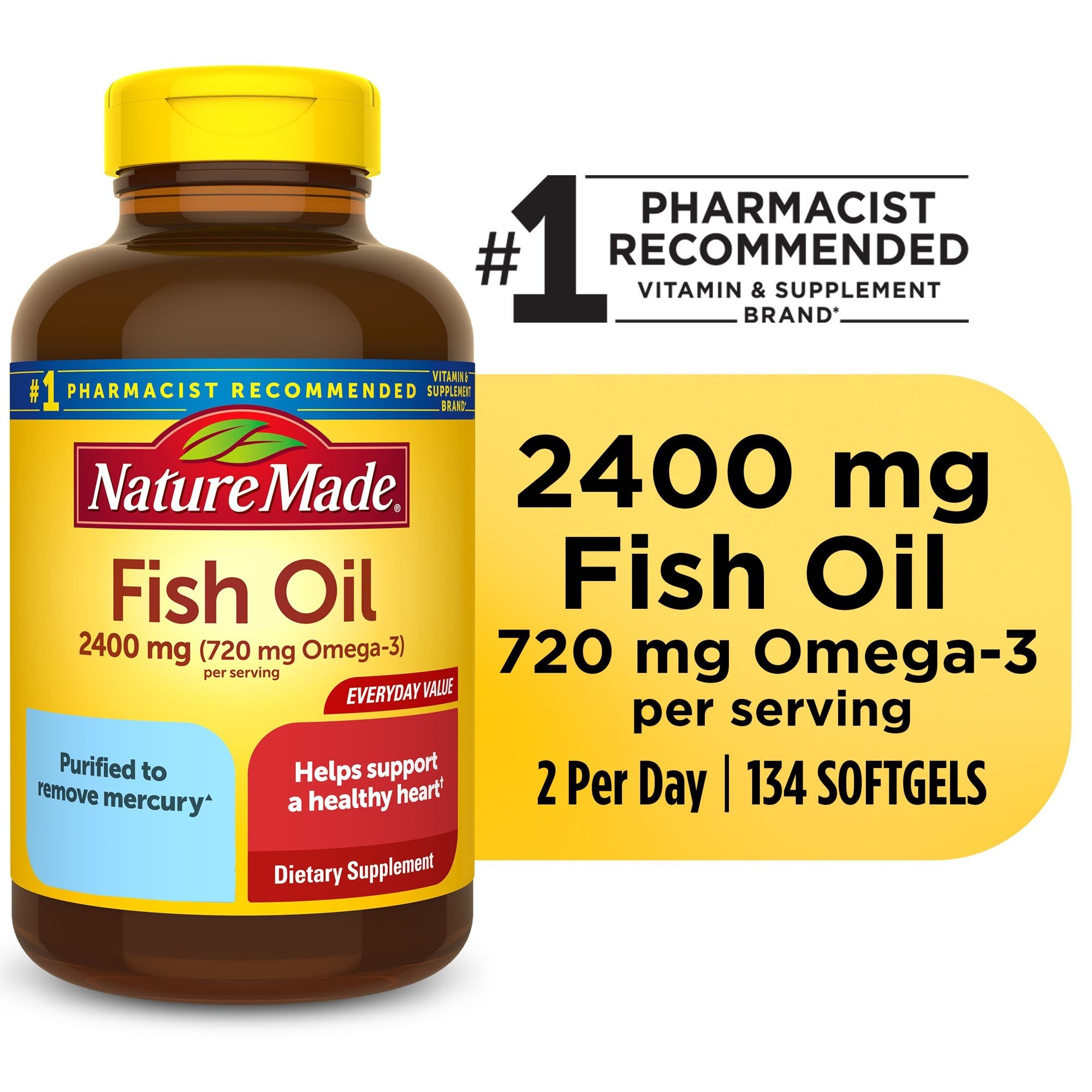Nature Made Fish Oil 2400mg. (Omega 3 720mg.) 134 Softgels | Lazada.co.th