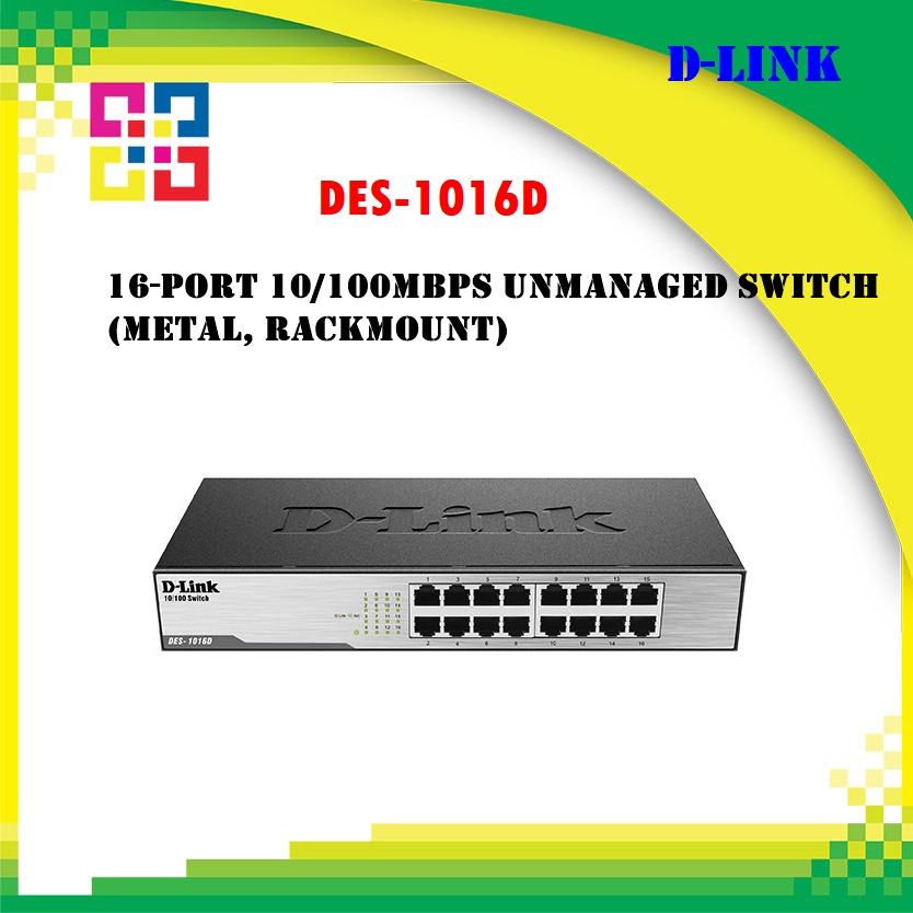 D-Link (DES-1016D) 16-port 10100Mbps Unmanaged Switch (Metal Rackmount ...