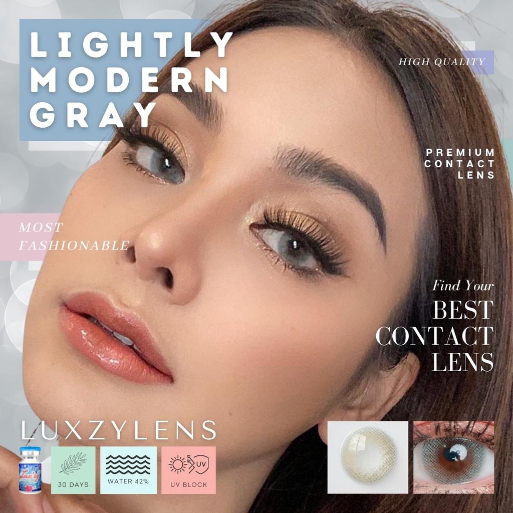 คอนแทคเลนส์🌈Lightly Modern🌈 Brown/Gray (Luxzylens) ขนาดมินิ💖ขายดี🍭 | Lazada.co.th
