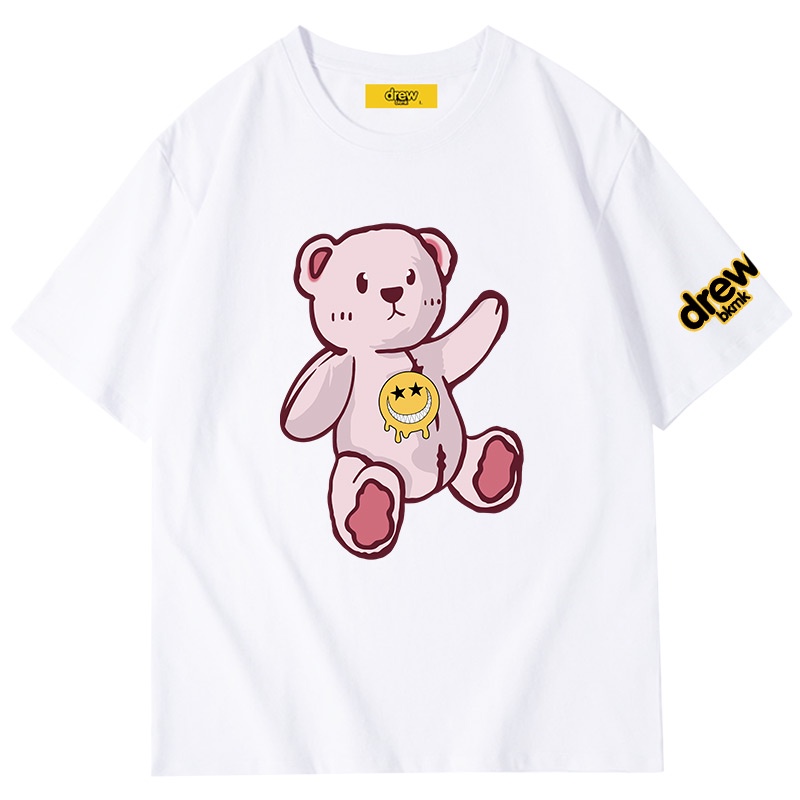 เสื้อยืดแขนสั้นพิมพ์ลายหมี Drew Bear แขนสั้นสไตล์ยุโรปและอเมริกัน ...