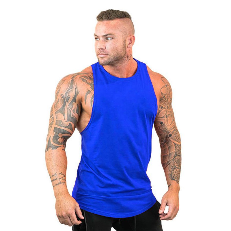 Mens Korean Fashion Solid Color Bodybuilding Fitness Tank Tops Plain ...