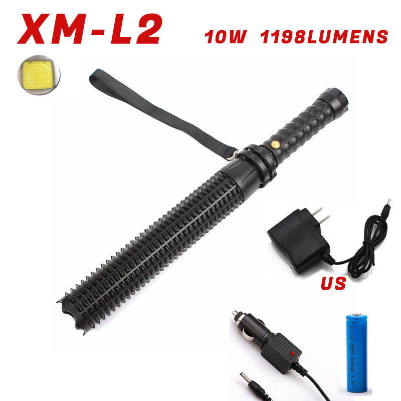Baseball Bat LED Flashlight CREE L2 Super Bright Zoomable waterproof ...