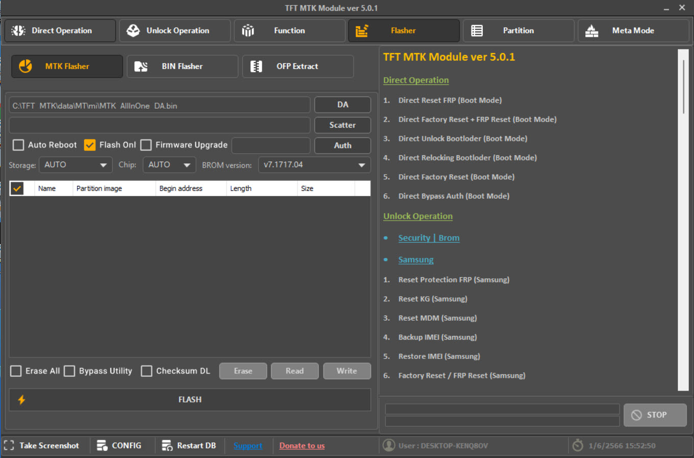 โปรแกรม ซ่อมโทรศัพท์ ปลดล็อคมือถือ Android TFT MTK MODULE v5.0.1 ปลด ...