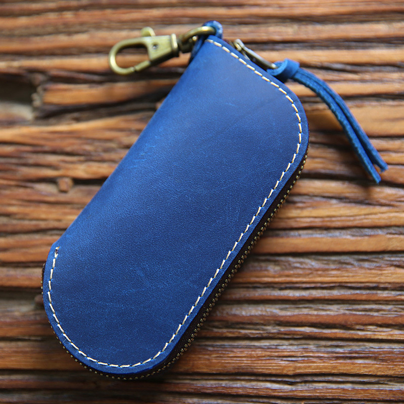 Leather Housekeeper Keychain New Key Holder Zipper Ring Key Pouch Case ...