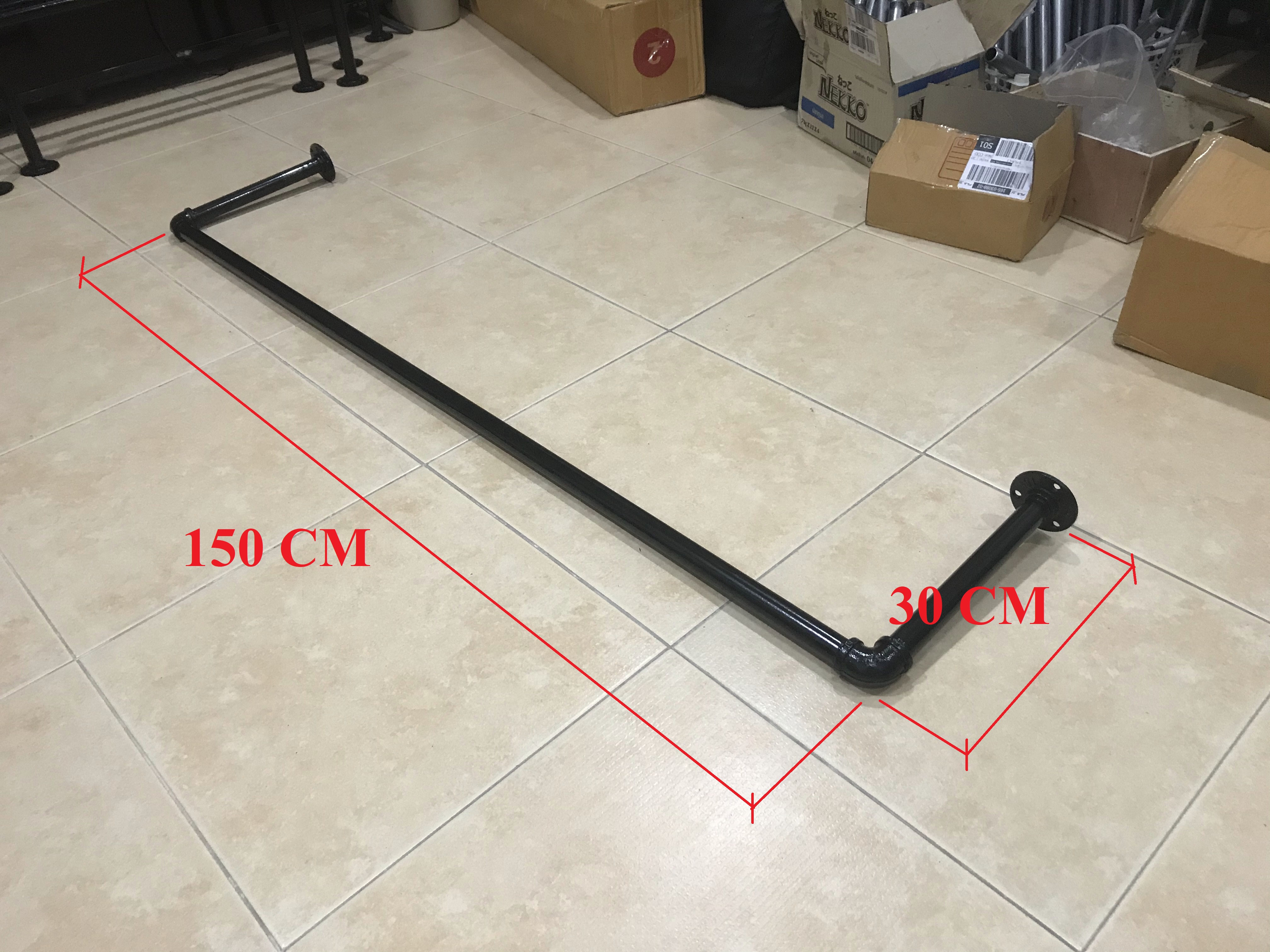 ราวเหล็กติดผนังขนาดท่อเหล็ก 6 หุน ทำสีดำเงา ขนาดกว้าง 30 cm x ยาว 60 cm , กว้าง 30 cm x ยาว 80 ...