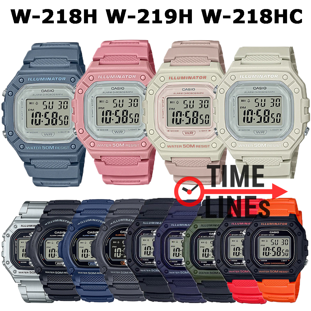 Casio ของแท้ 100 นาฬิกาข้อมือผู้ชาย รุ่น W 218hc W 218h W 218hd W 219h